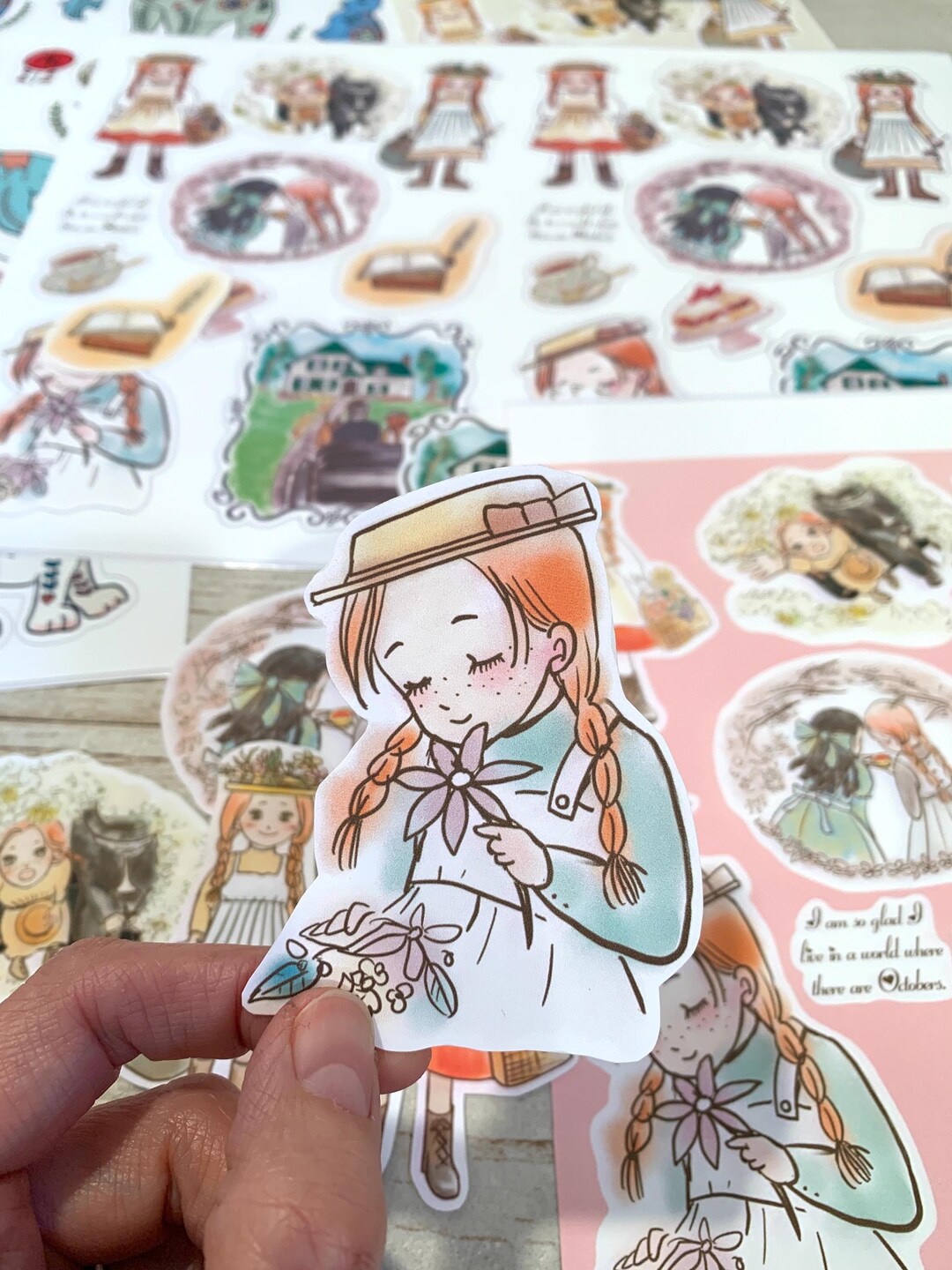 Bookish Stickers Inspired by Anne of Green Gables, Hand Drawn Artistic ...