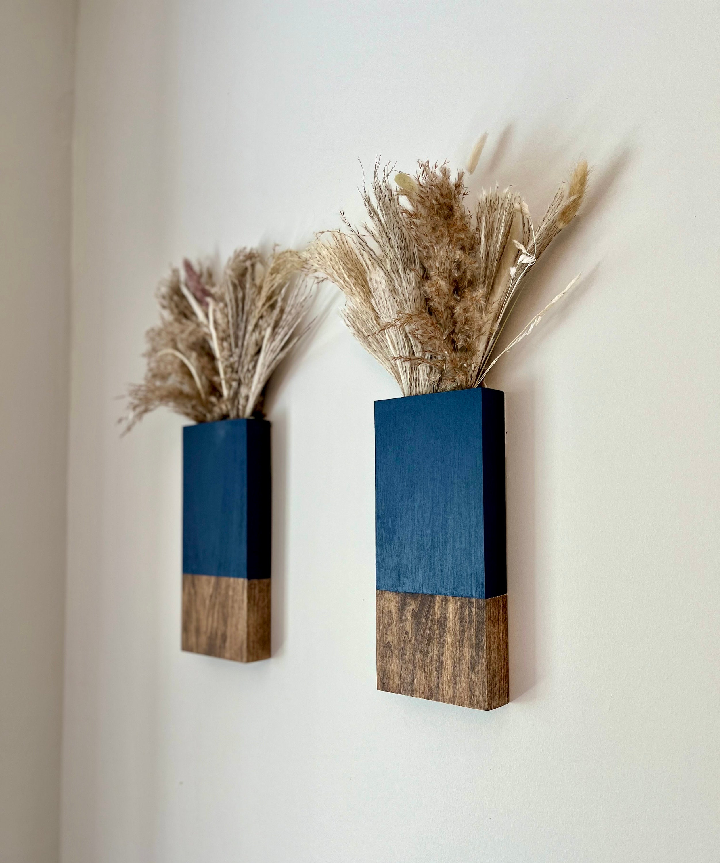 Hand-painted Wooden Block Vases - Handcrafted Wall Vase - Handcrafted ...