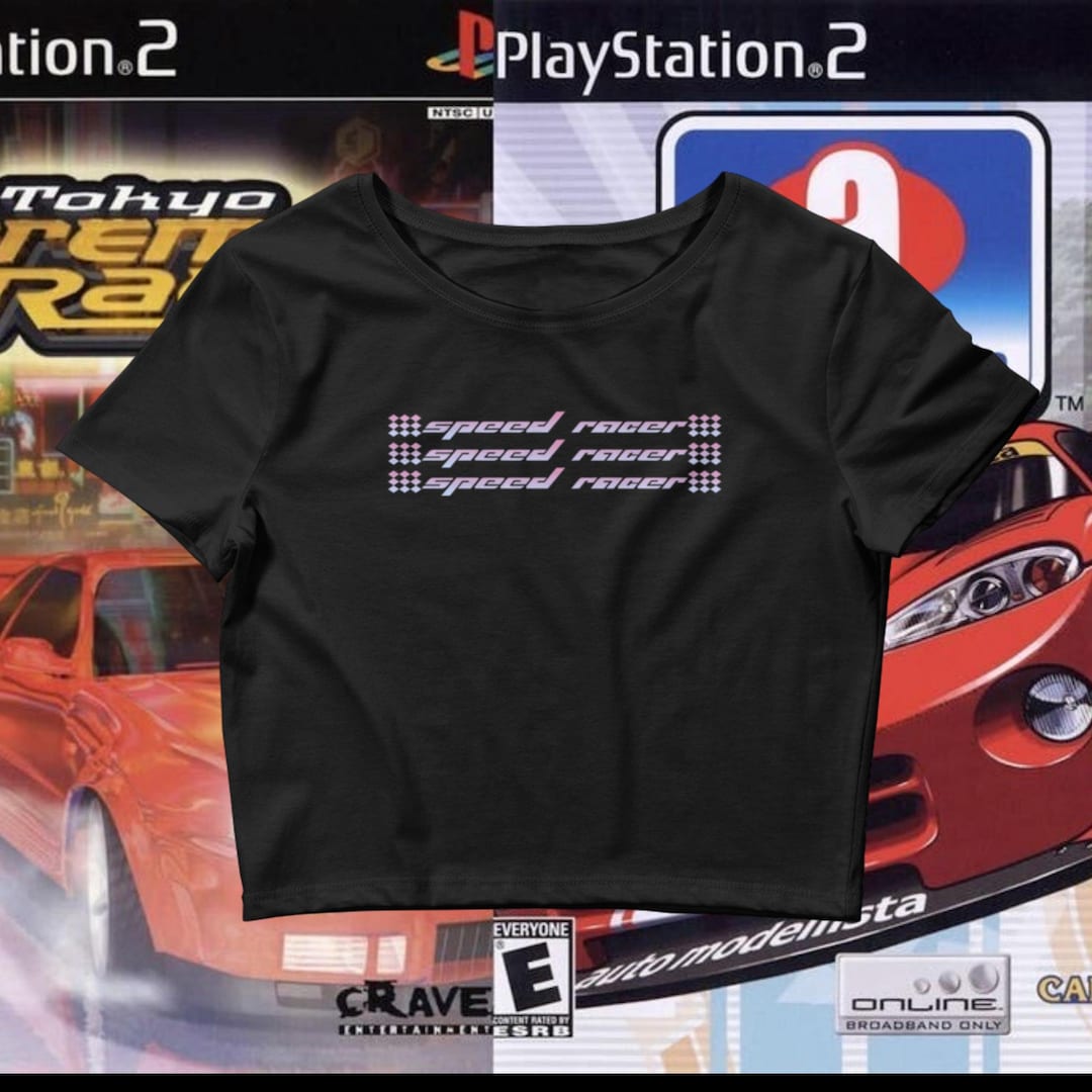 Vintage Y2K Crop Top Speed Racer Cyberpunk Japanese Arcade Anime Racing ...