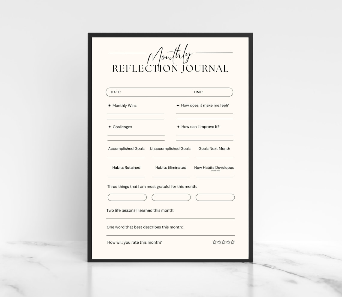 Monthly Reflection Printable Planner, Monthly Reviews, Monthly ...