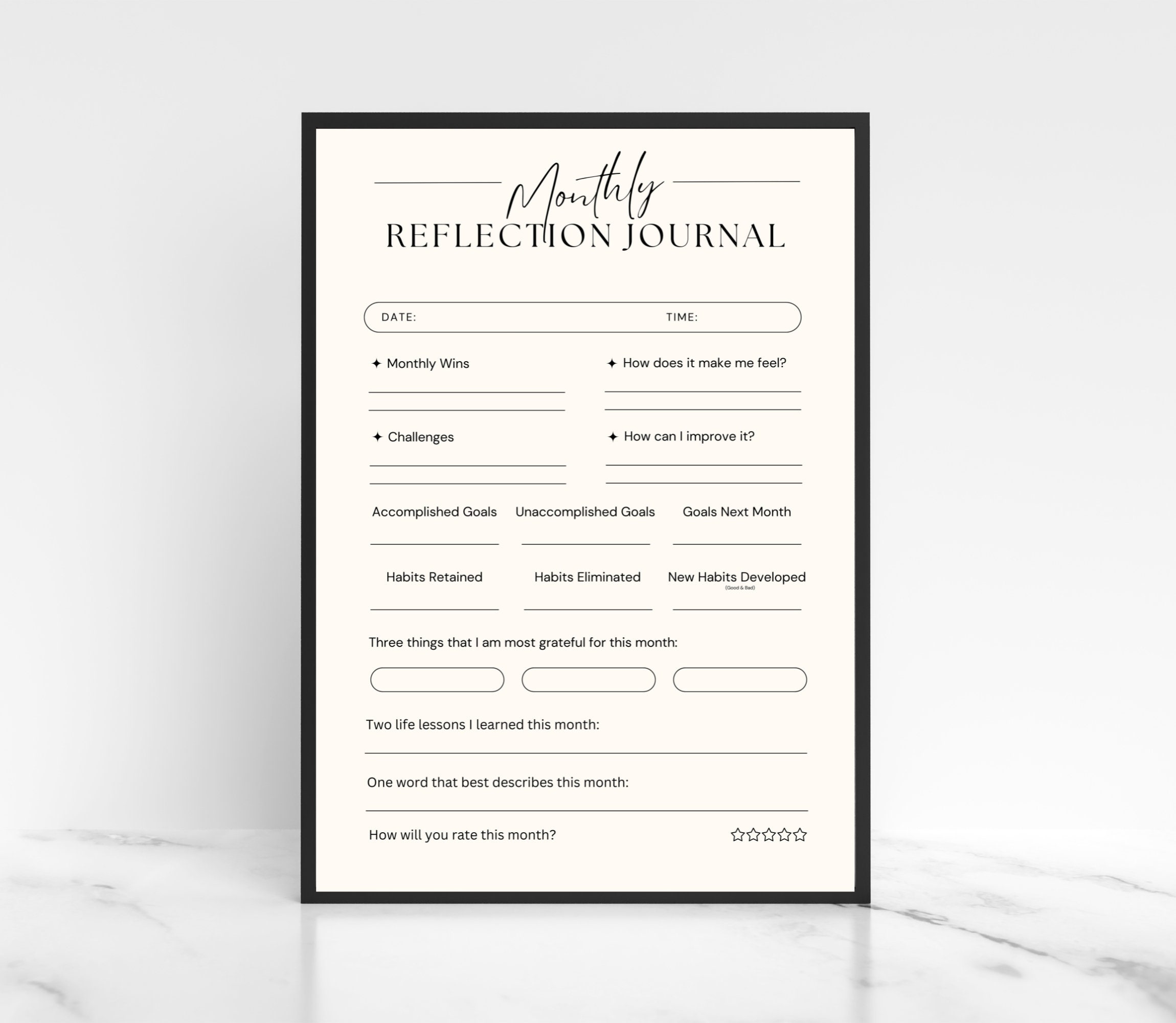 Monthly Reflection Printable Planner Monthly Reviews Monthly