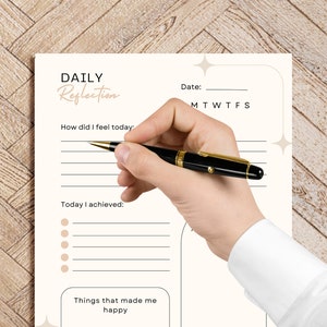 Daily Reflection Journal Printable, Daily Reviews Printable, Self ...