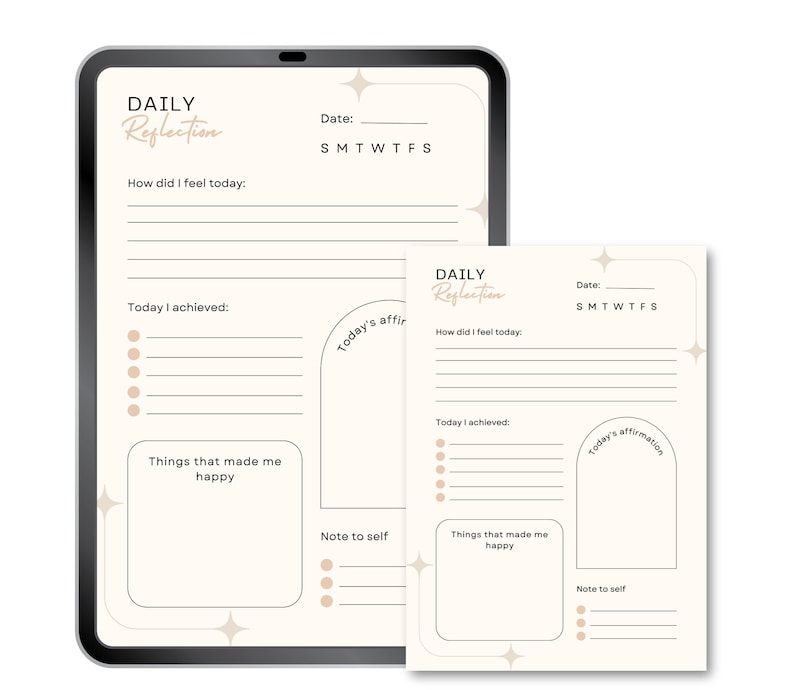 Daily Reflection Journal Printable, Daily Reviews Printable, Self ...