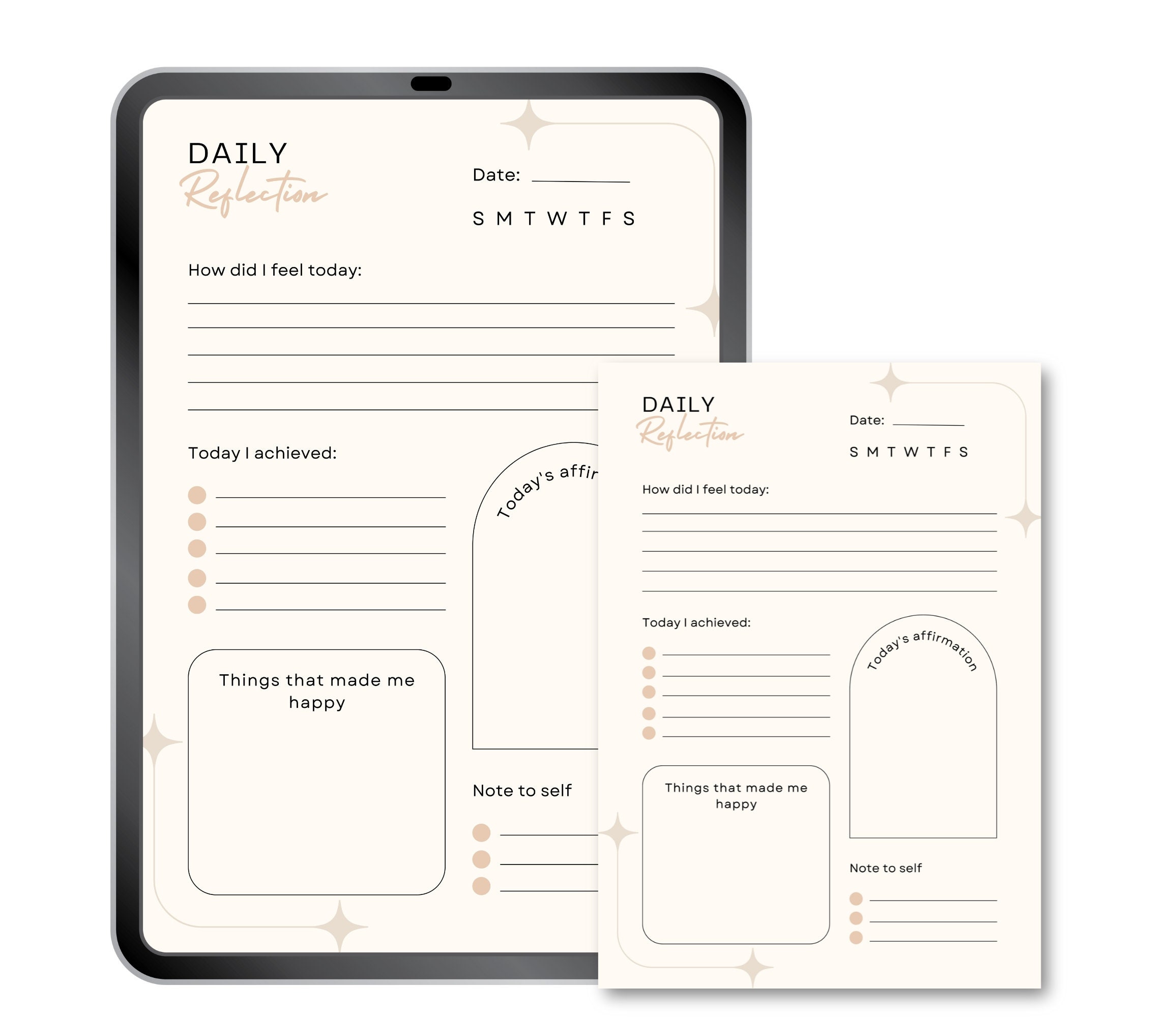 Daily Reflection Journal Printable Daily Reviews Printable Self