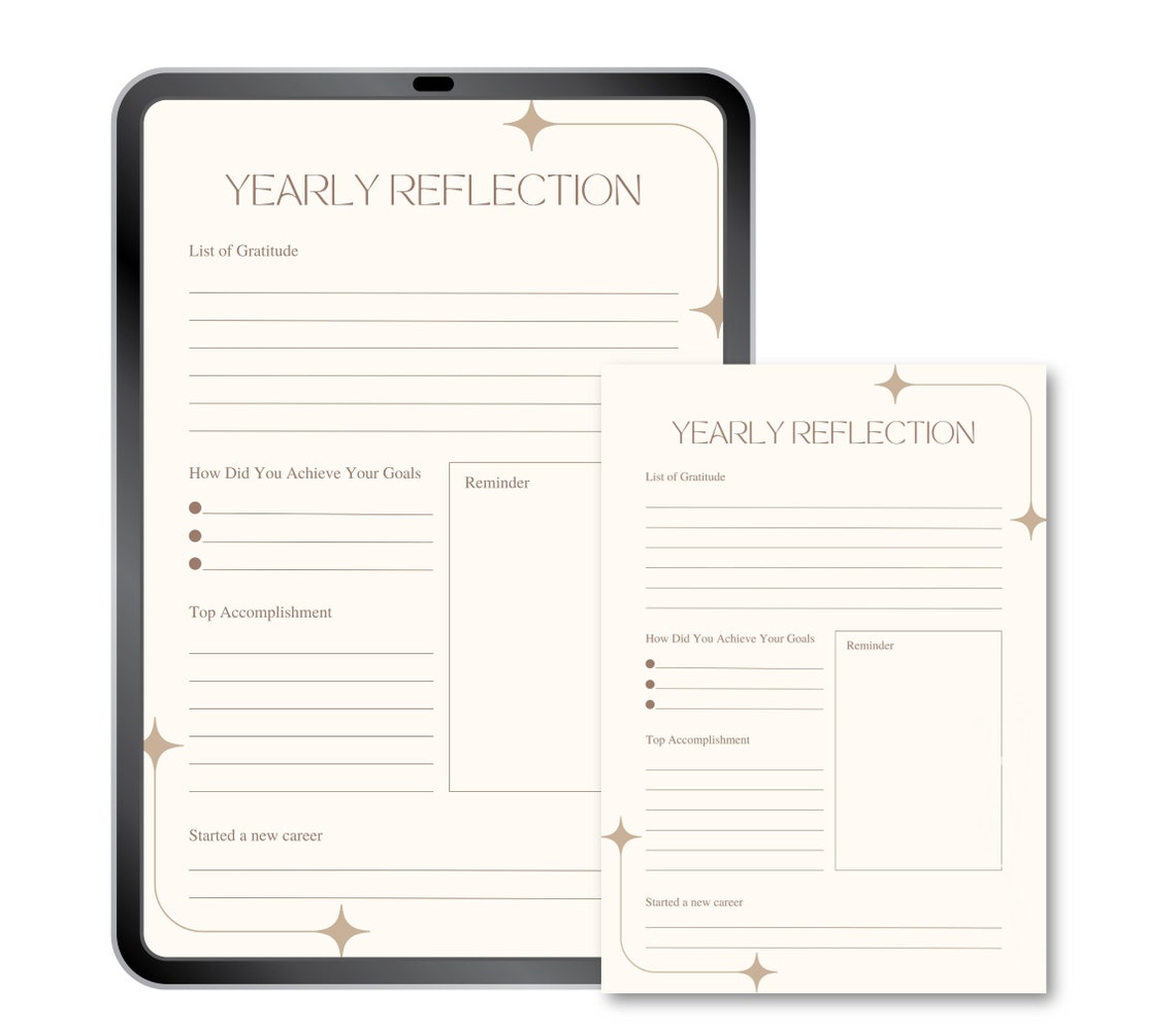 Yearly Reflection Journal, Yearly Review, Annual Review, Yearly Goals ...