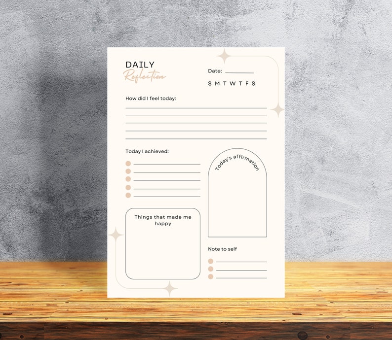 Daily Reflection Journal Printable, Daily Reviews Printable, Self ...