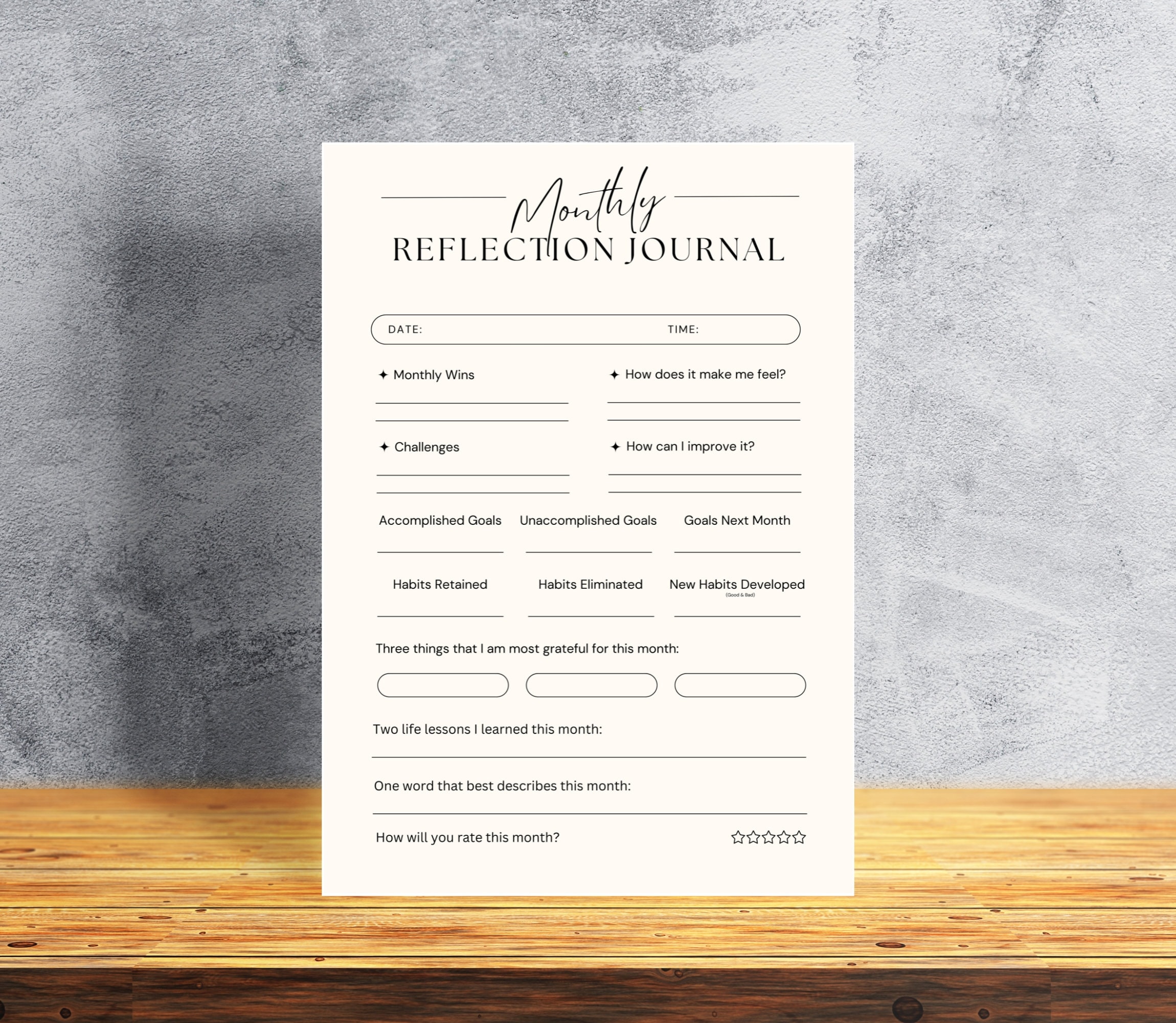 Monthly Reflection Printable Planner, Monthly Reviews, Monthly ...