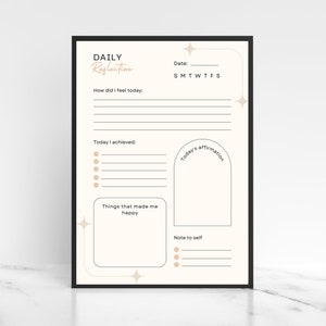 Daily Reflection Journal Printable, Daily Reviews Printable, Self ...