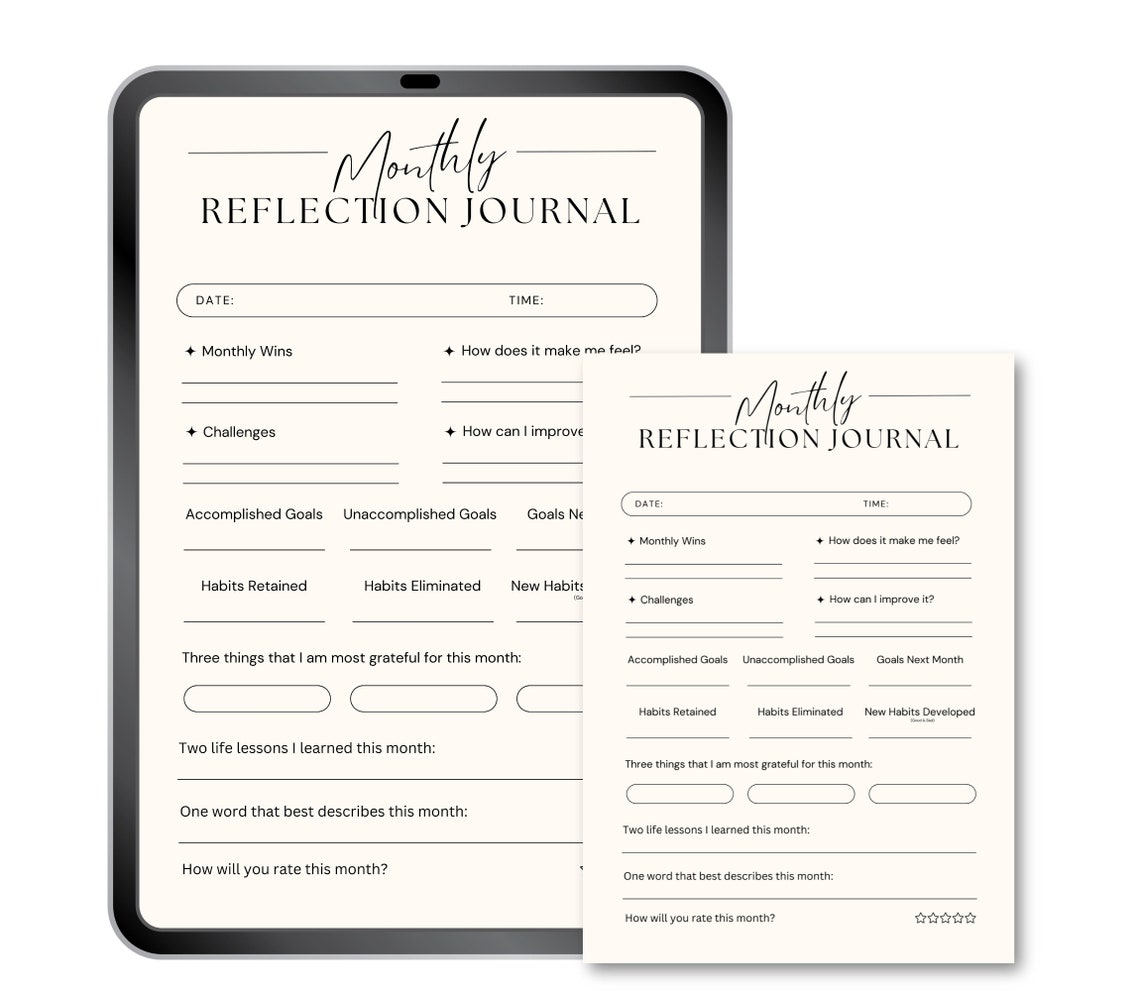 Monthly Reflection Printable Planner, Monthly Reviews, Monthly ...