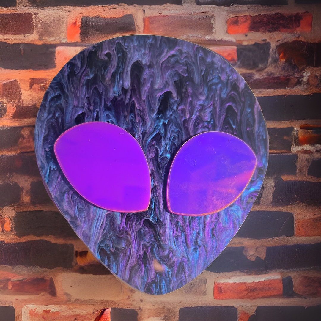 Chill Alien Head Wall Art - Swirly Blue/purple/black Galaxy Acrylic ...