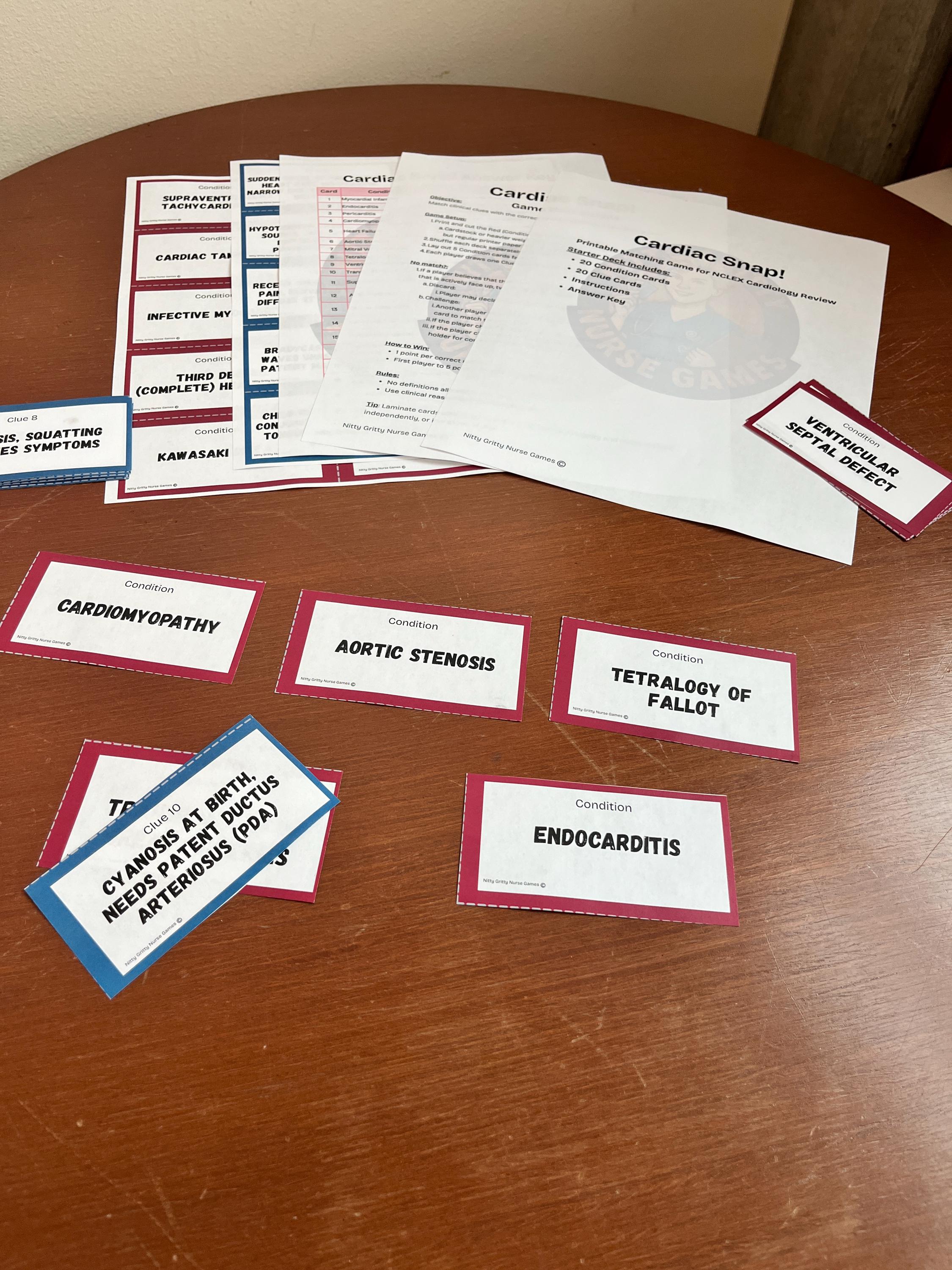 Cardiac Snap! NCLEX Printable Matching Game – Cardiology Study Tool for ...