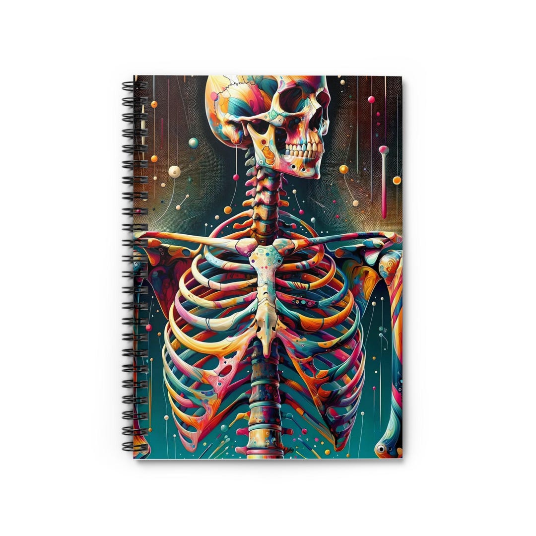 Colorful Skeleton Artwork Spiral Notebook - Ruled Line, Journal, Diary ...