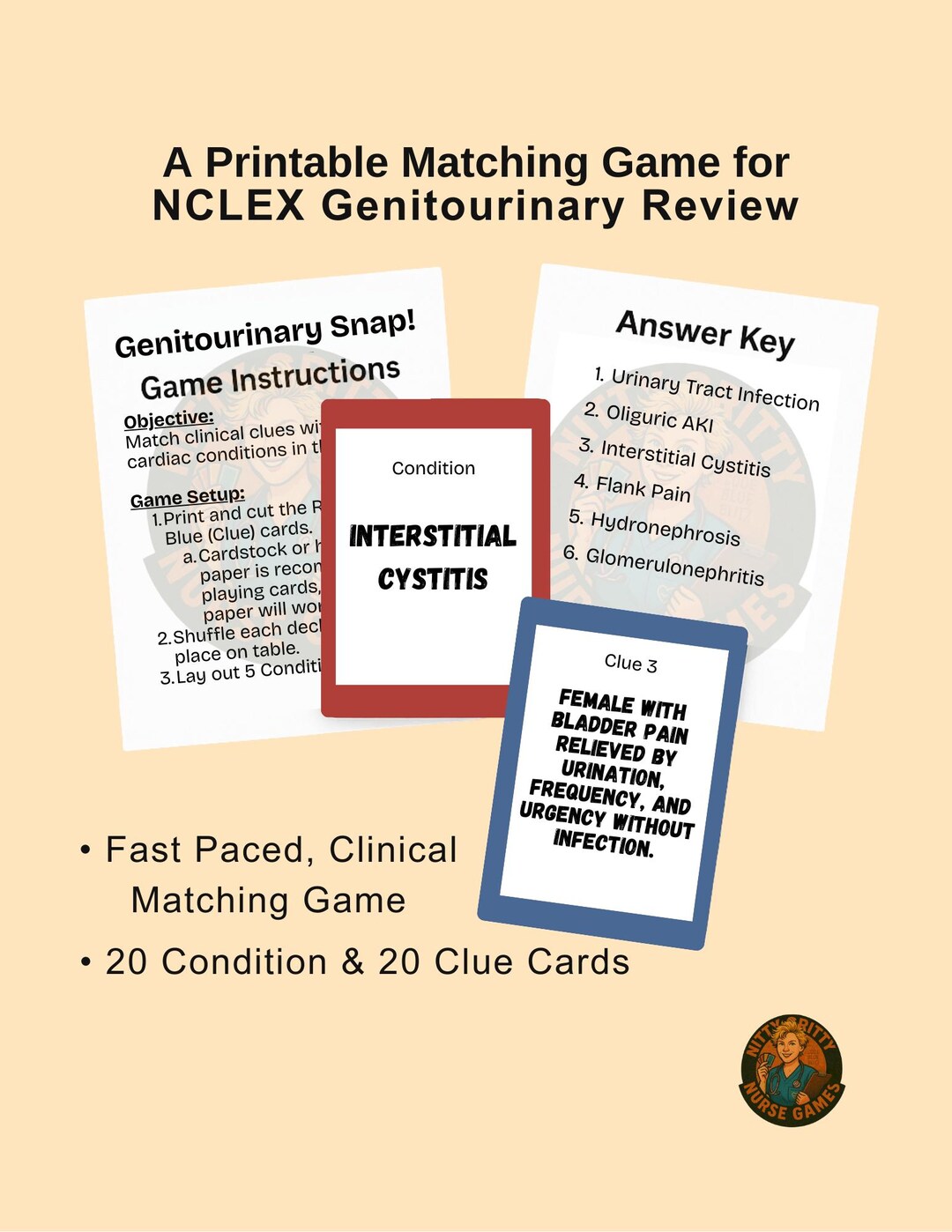 Genitourinary Snap! NCLEX Printable Matching Game – Genitourinary Study ...