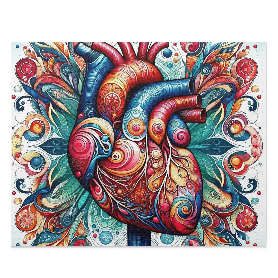Puzzle Heart, Anatomy Art, for Healthcare, Nurses, Teachers, Students ...