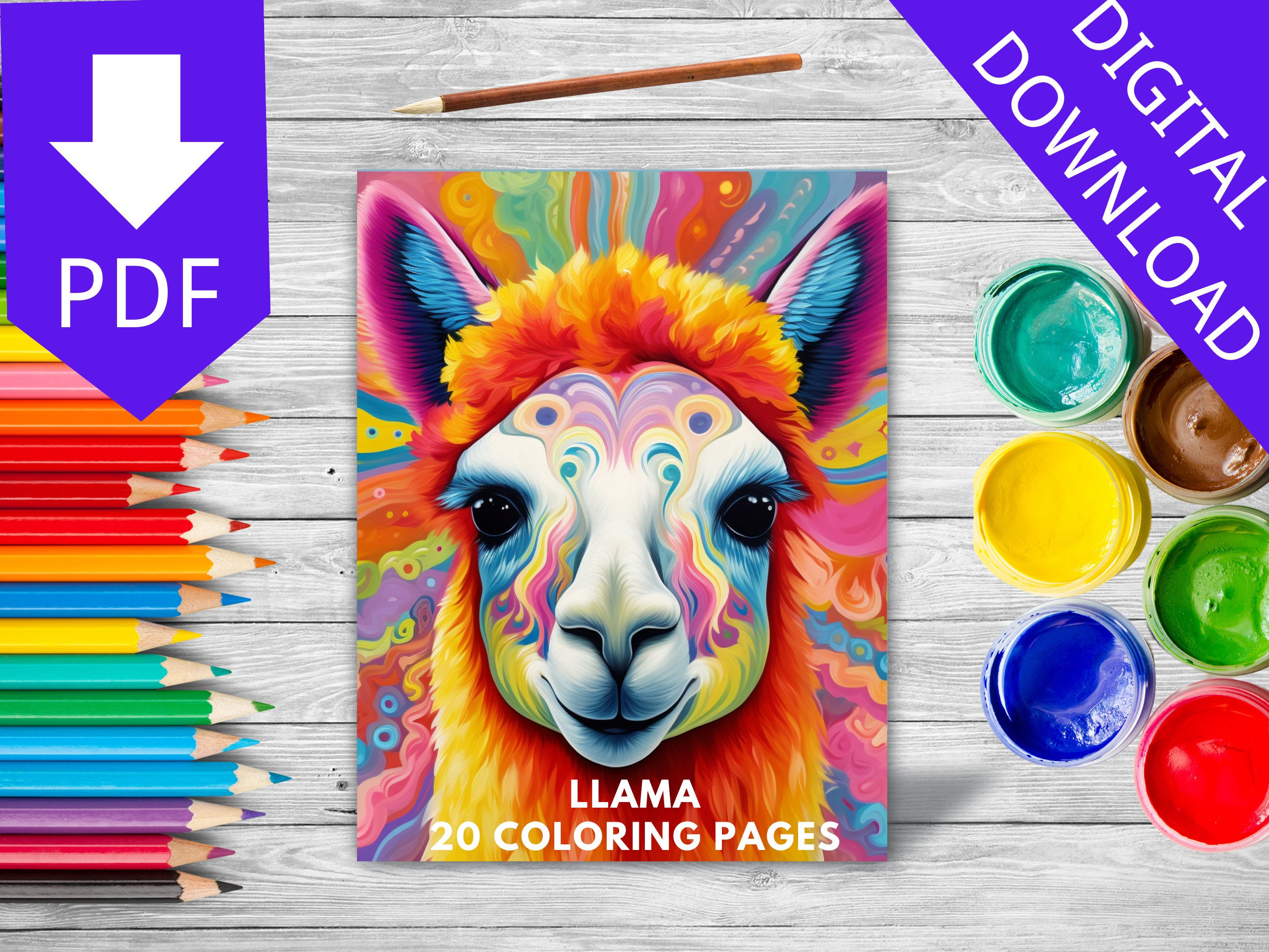 20 Cute Llamas Coloring Pages Digital Download - Etsy