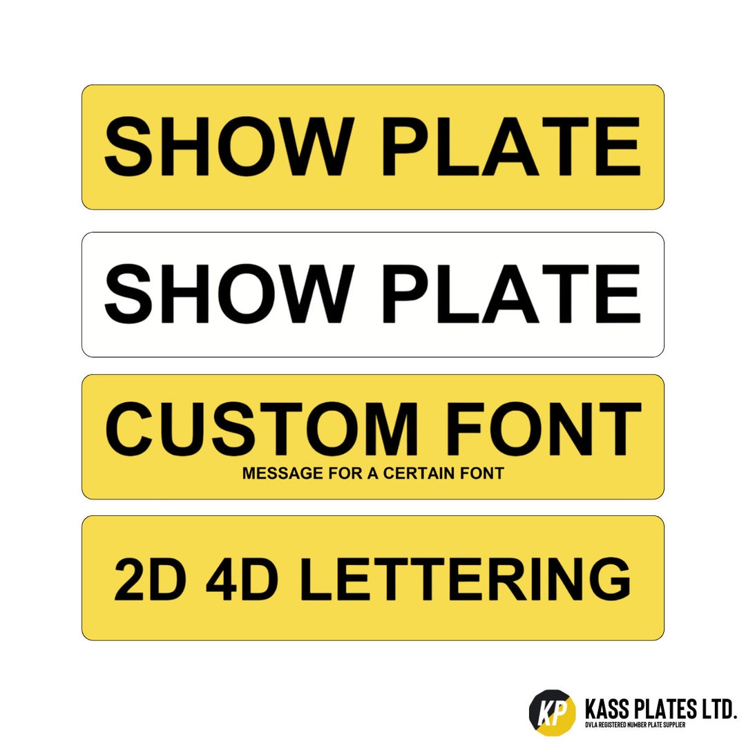 Custom Gift UK Show Number Plate Personalised 2D/3D/4D Show Plates ...