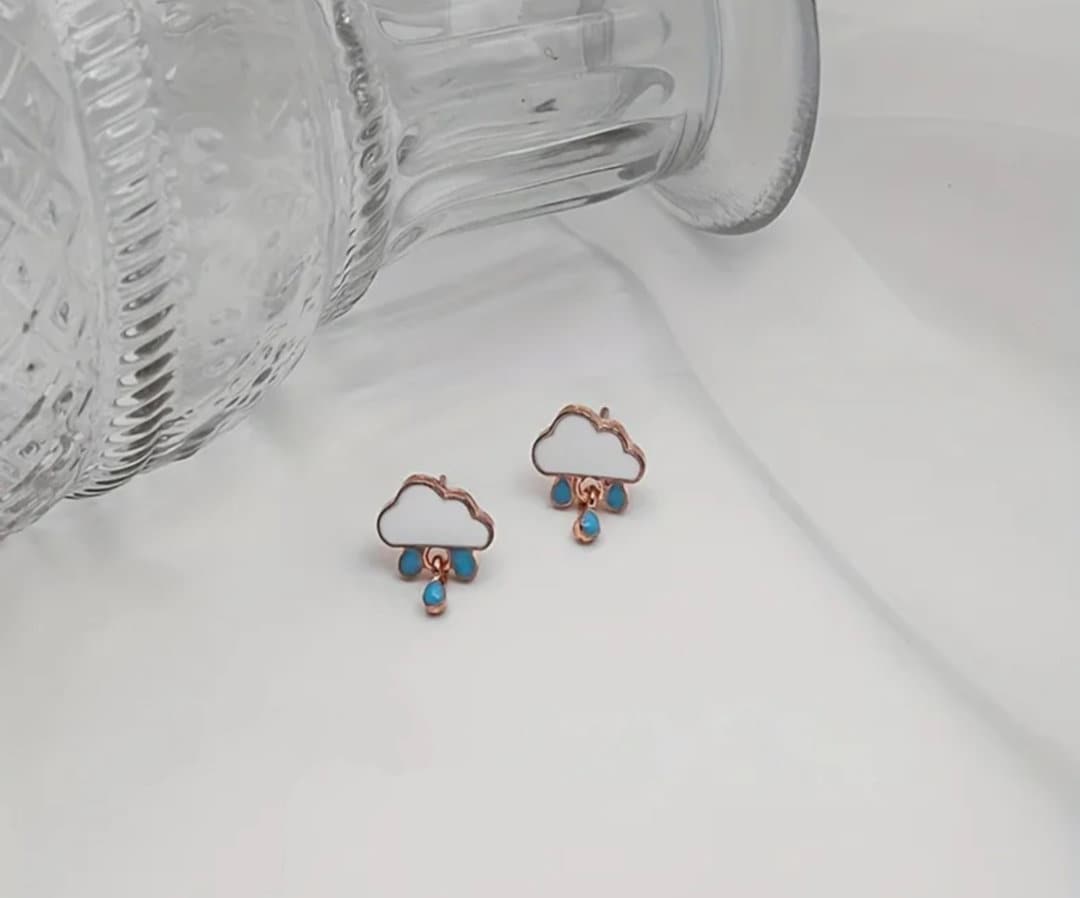 Cute Cloud With Rain Drops Fashion Earrings - Etsy