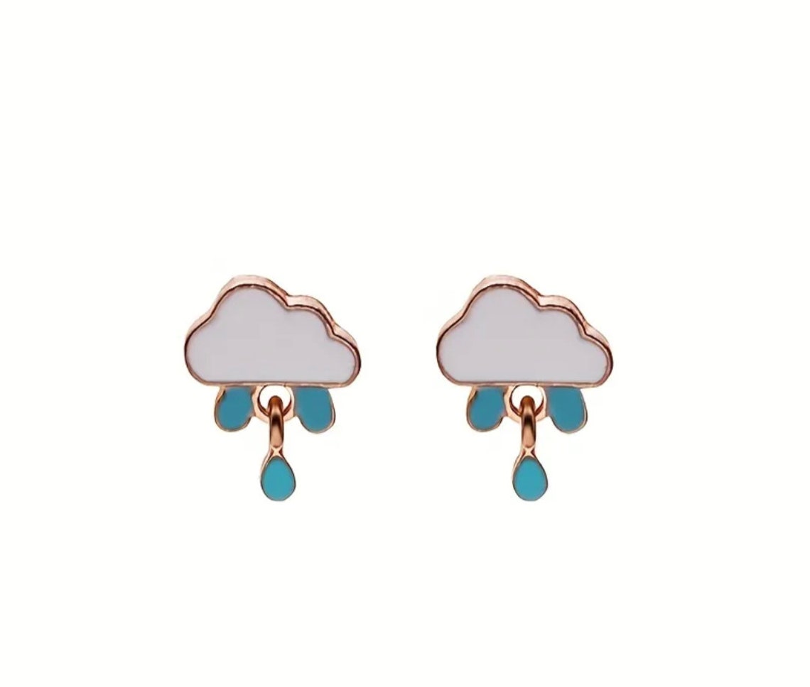 Cute Cloud With Rain Drops Fashion Earrings - Etsy