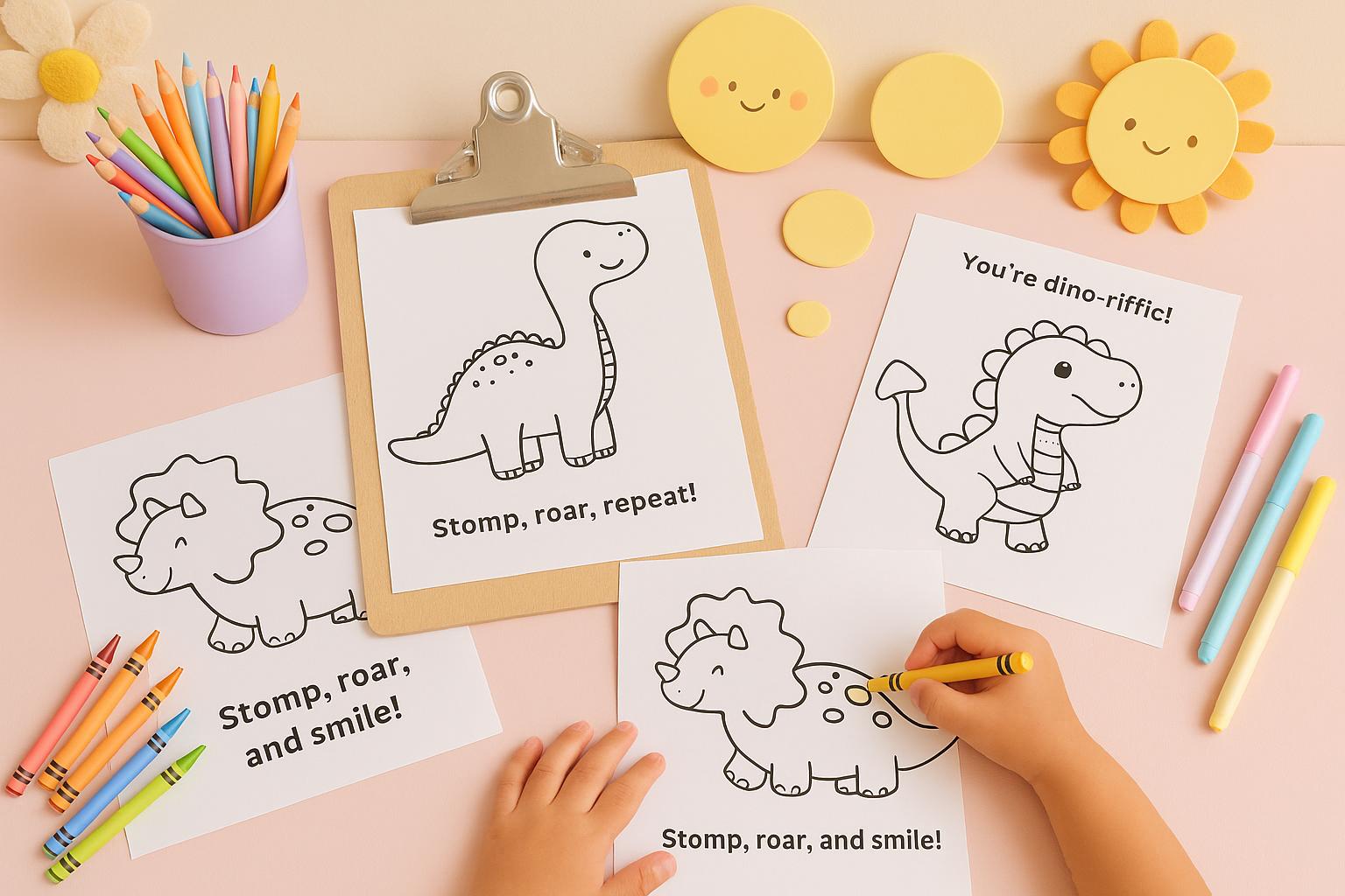 Printable Dinosaur Coloring Pages – Kids Activity Pack | Instant ...