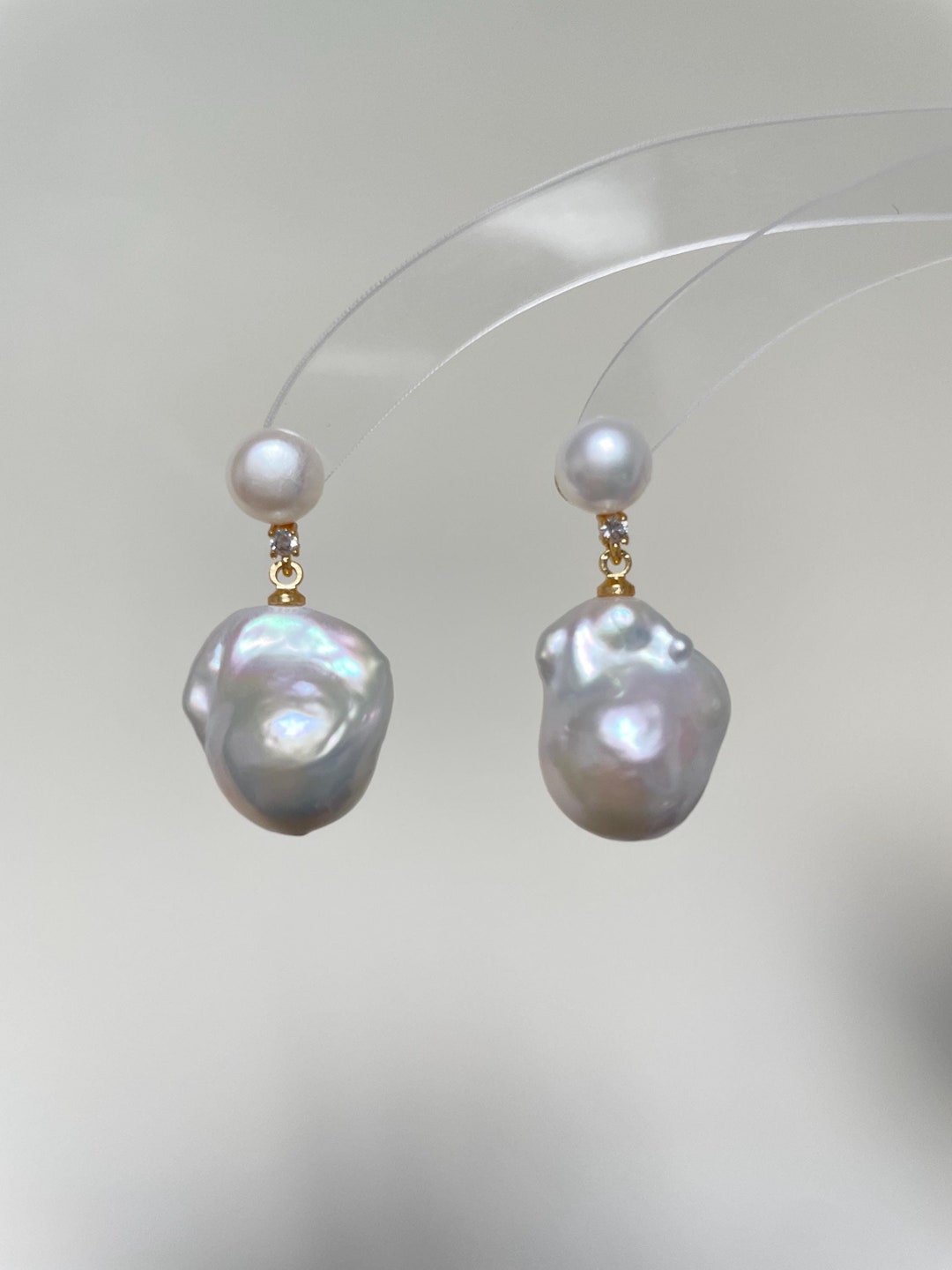 Fireball Pearl Earrings, Opulent Baroque Pearl Earrings, Baroque Pearl ...
