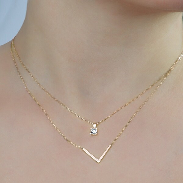 V Necklace - Etsy