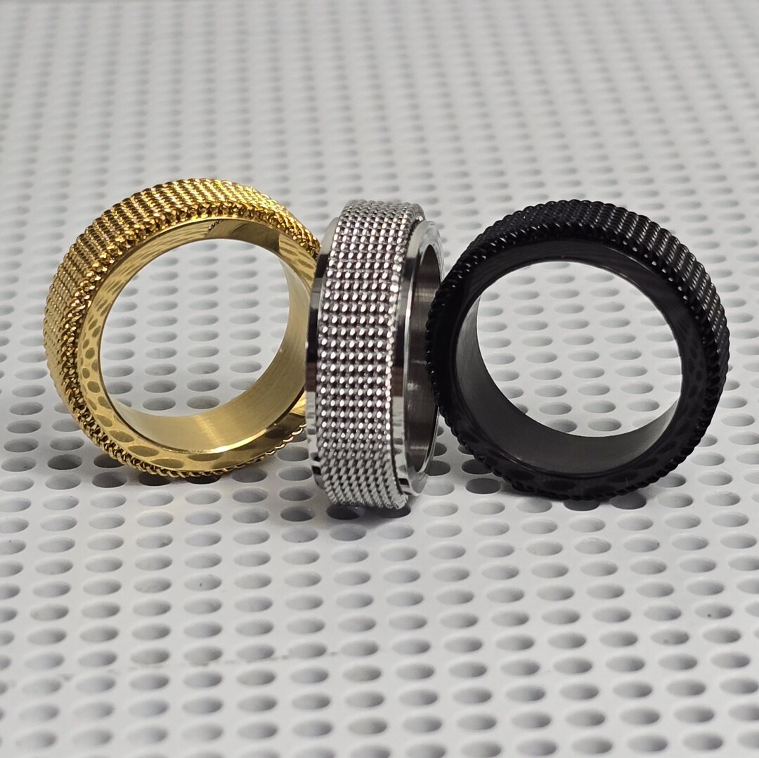 Dad Custom Spinner Rings Dada Silver Ring, Dad Gift Ring, Bad Black ...