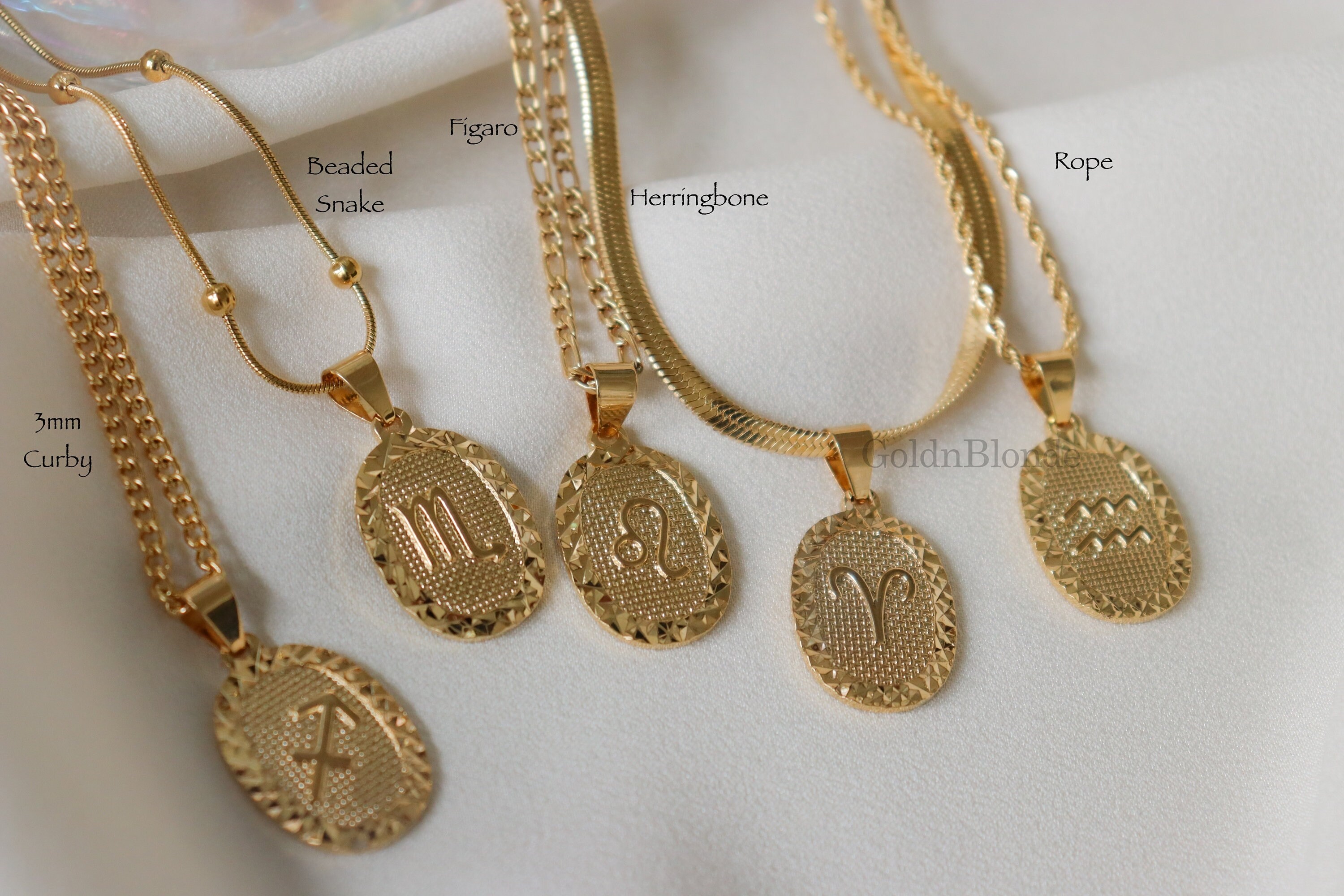 Zodiac Tarot, Constellation Sign, 18k Gold Filled Paper Link Twist ...