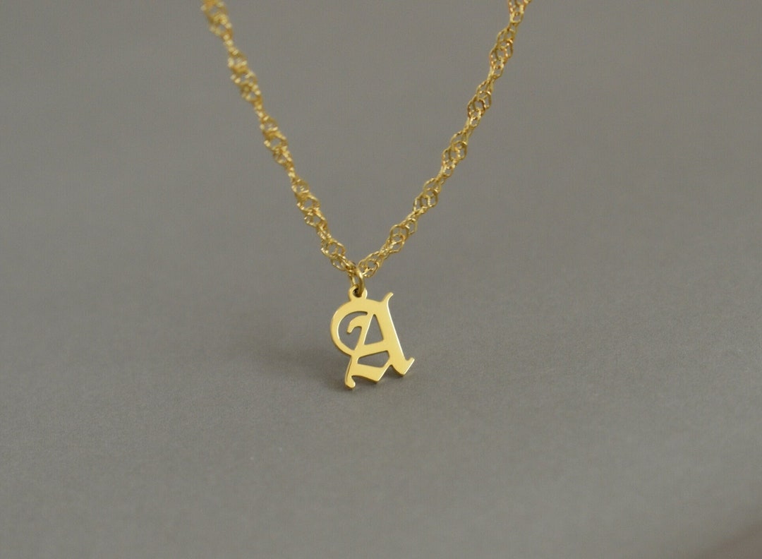 Custom Gold Letter Necklace, Letter A Jewelry, Celtic Calligraphy ...