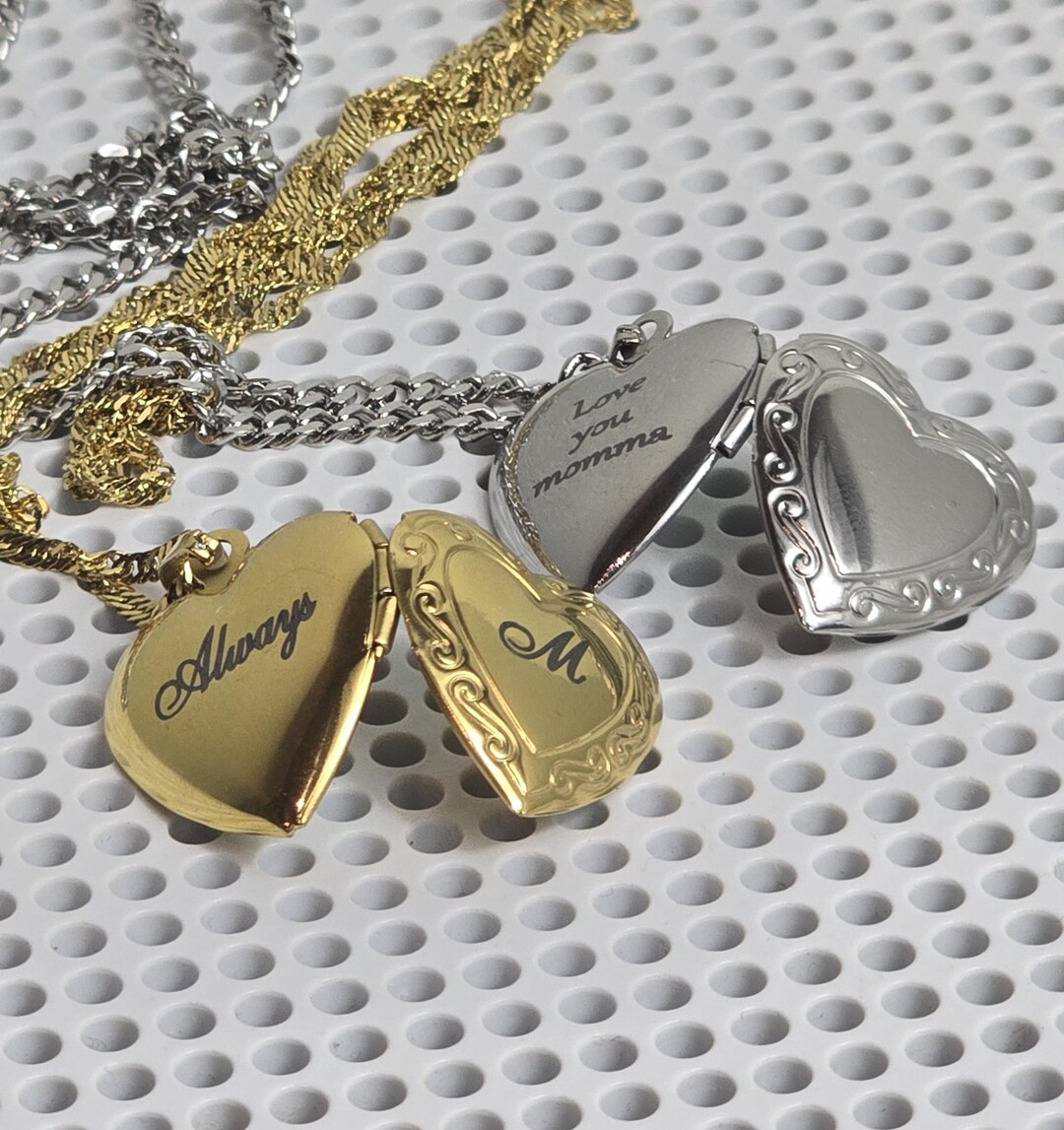 Gold or Silver Heart Locked Necklace, Gold Necklace, Lovers Gift for ...