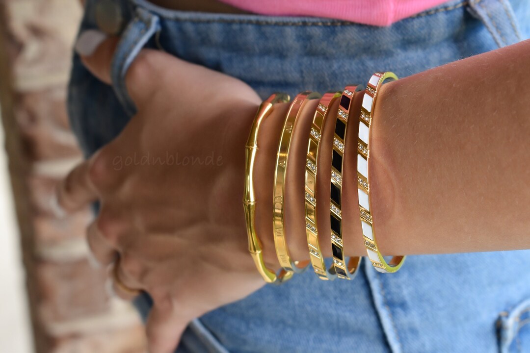 Gold Filled Bracelet, Adjustable Cuff Waterproof Bracelet, Black ...