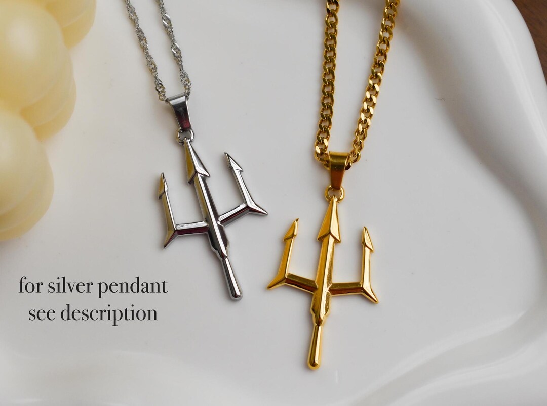 Trident Pitchfork Gold Filled Chain Poseidon's Trident Pendant Necklace ...