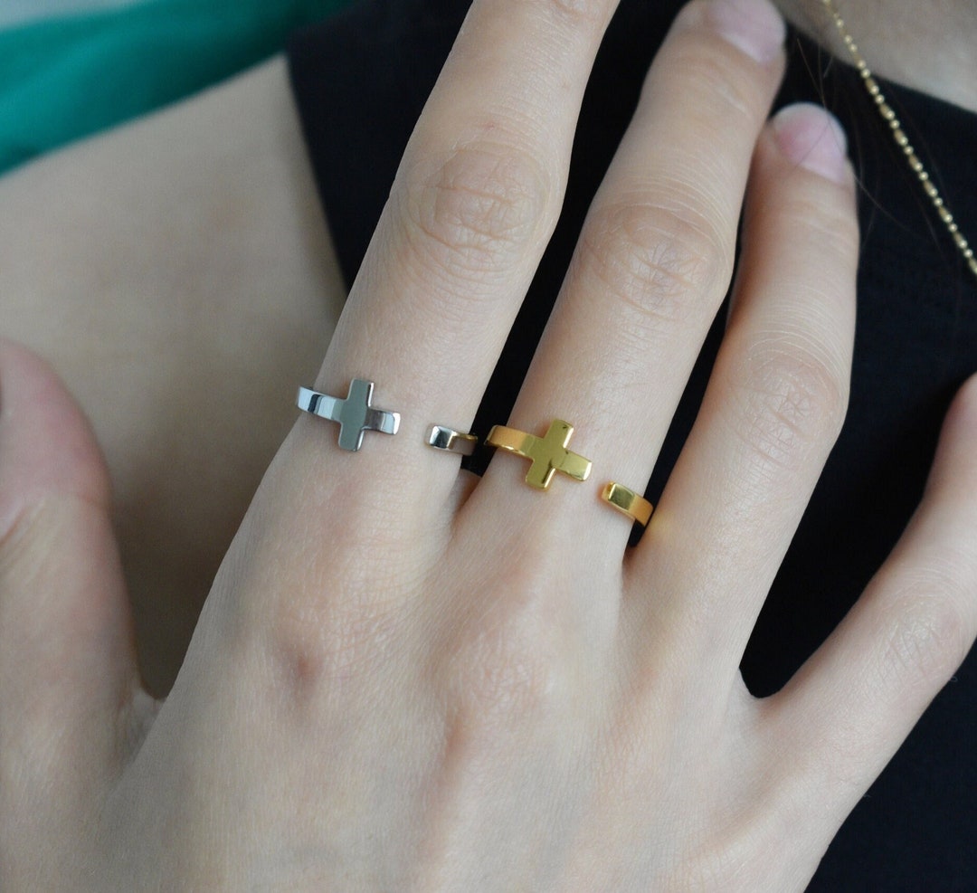 Faith Cross, Gold Filled Cross Rings, Silver Cross Rings, Adjustable ...