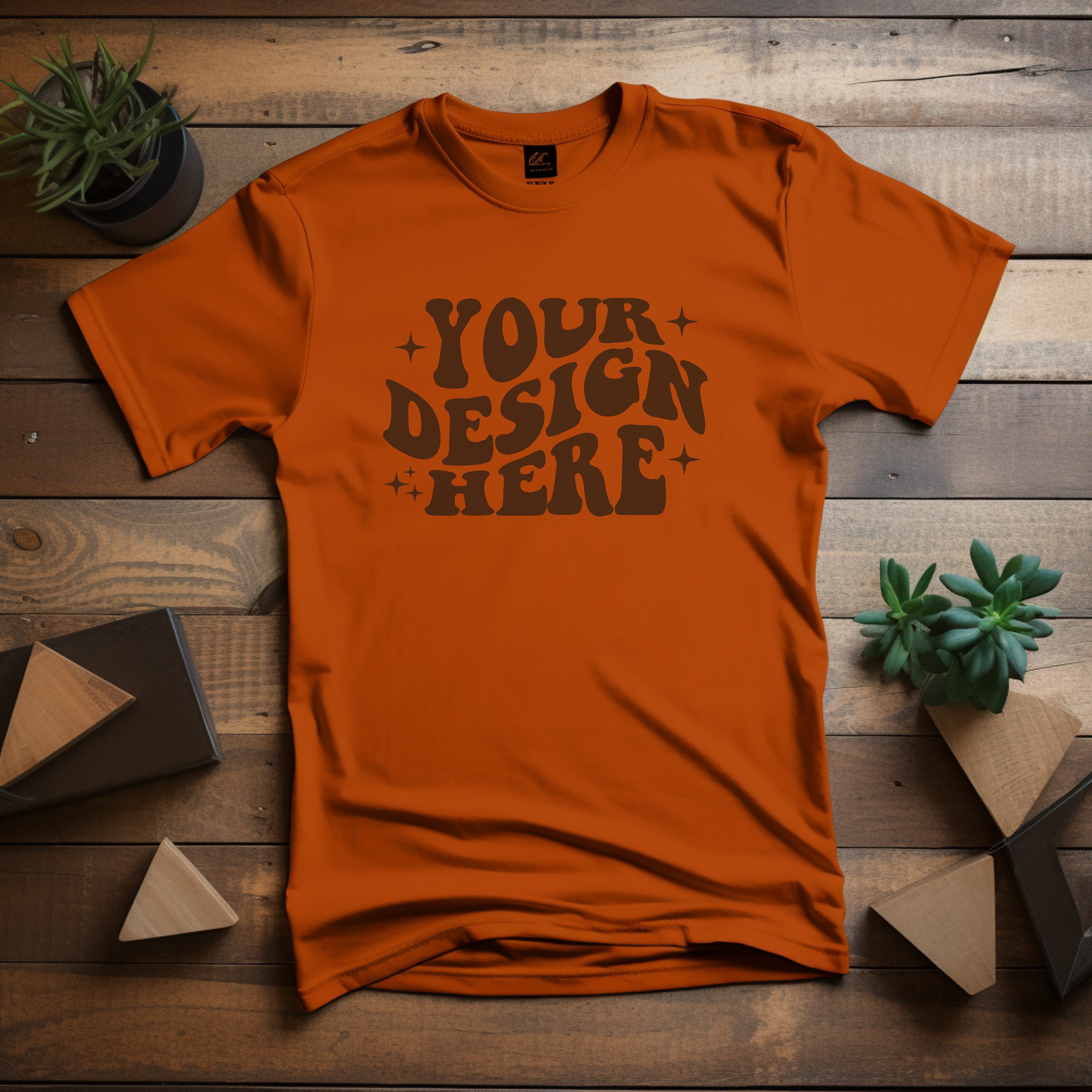 Dark Orange Shirt Mockup Mockup of Short Sleeve Shirt - Etsy