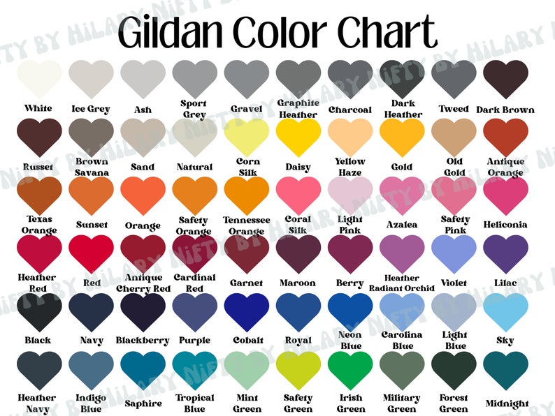 Gildan Hoodie 18000 Color Swatch, Unisex Chart G180, Digital Download ...