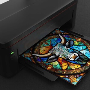 Red Bull Stained Glass Template, Stained Glass Pattern, JPG Format ...
