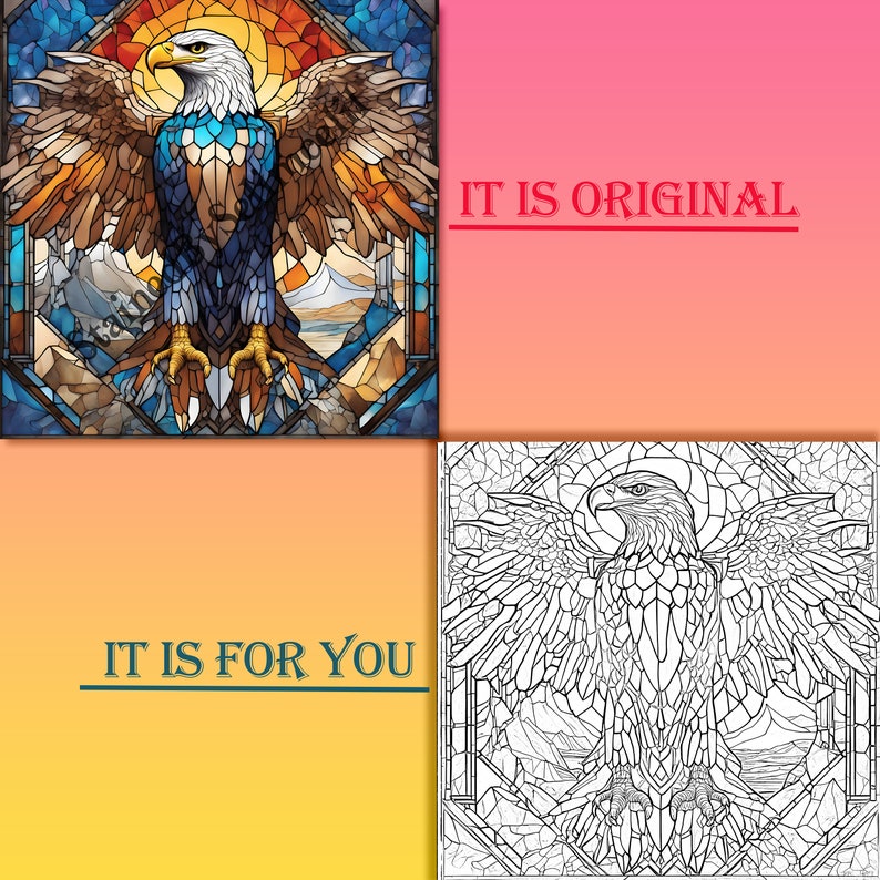 Eagle Stained Glass Pattern: JPG Digital Paper (4096x4096 Px) - Etsy