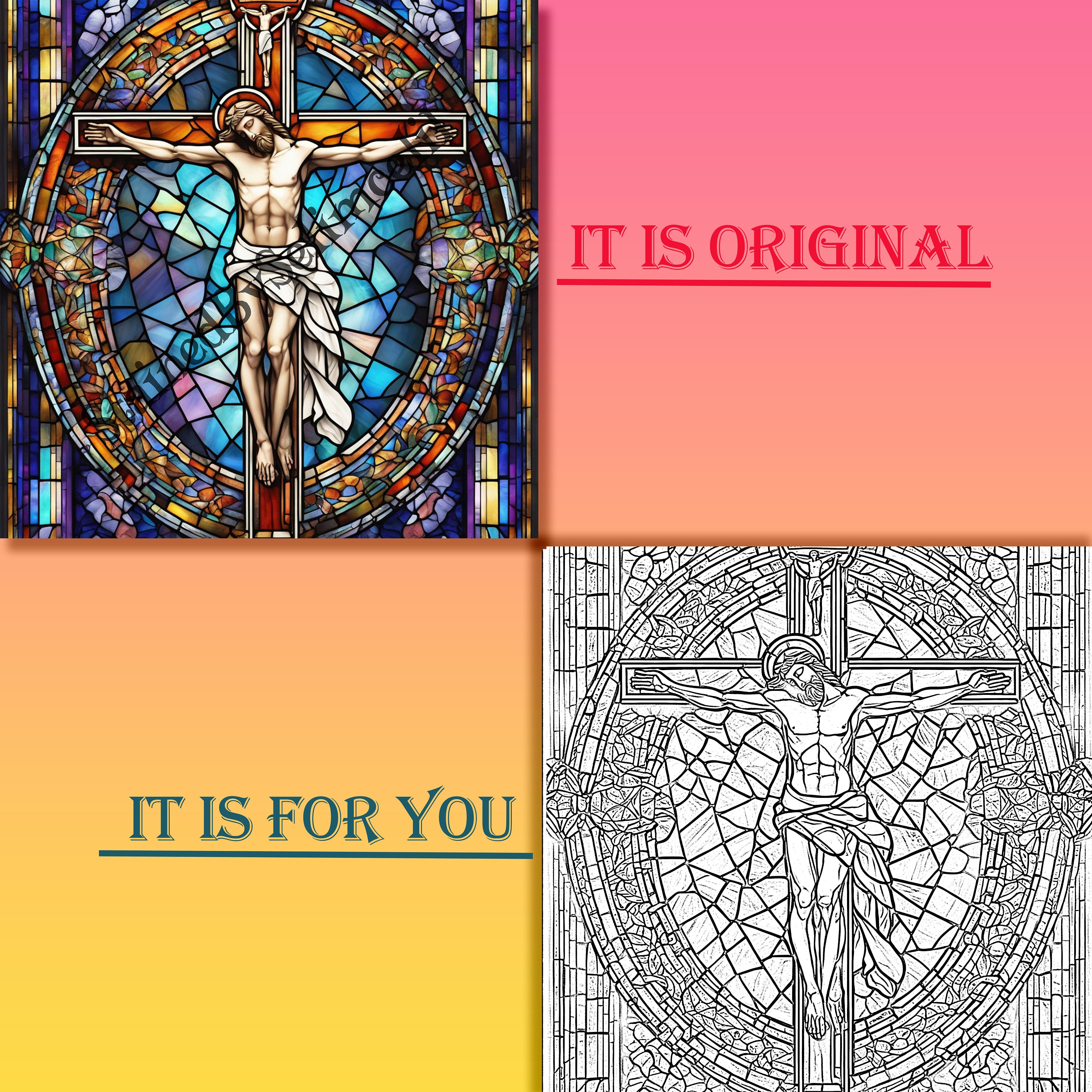 Jesus Crucified Stained Glass Pattern: Digital Paper (JPG) - Etsy
