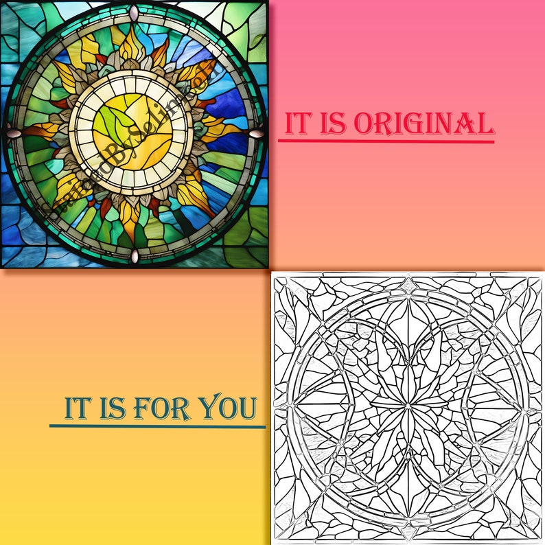 Circle Stained Glass Template, Stained Glass Pattern, JPG Format ...