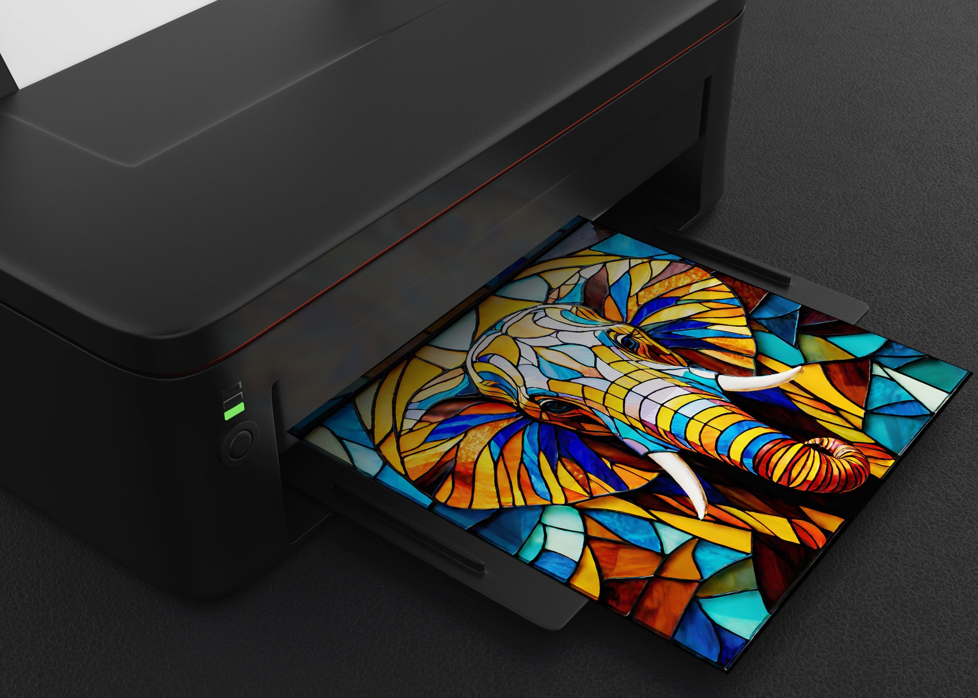 Elephant Stained Glass Pattern: Colorful Mosaic Design (JPG Digital ...