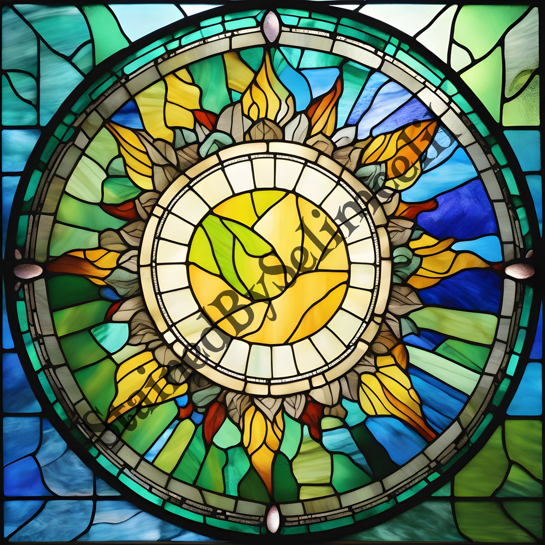 Circle Stained Glass Template, Stained Glass Pattern, JPG Format ...
