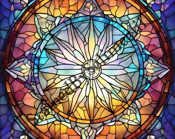 Red Roses Stained Glass Template, Stained Glass Pattern, JPG Format ...