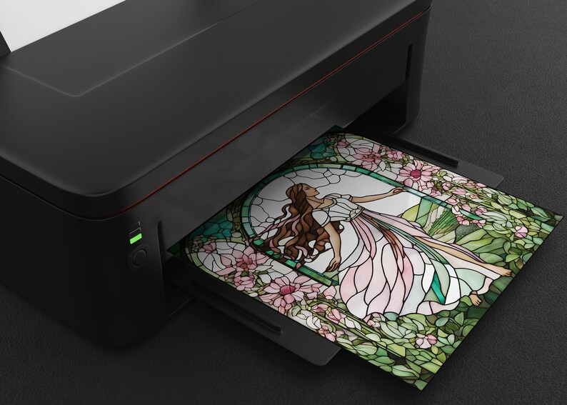 Woman in Pink Stained Glass Template, Stained Glass Pattern, JPG Format ...