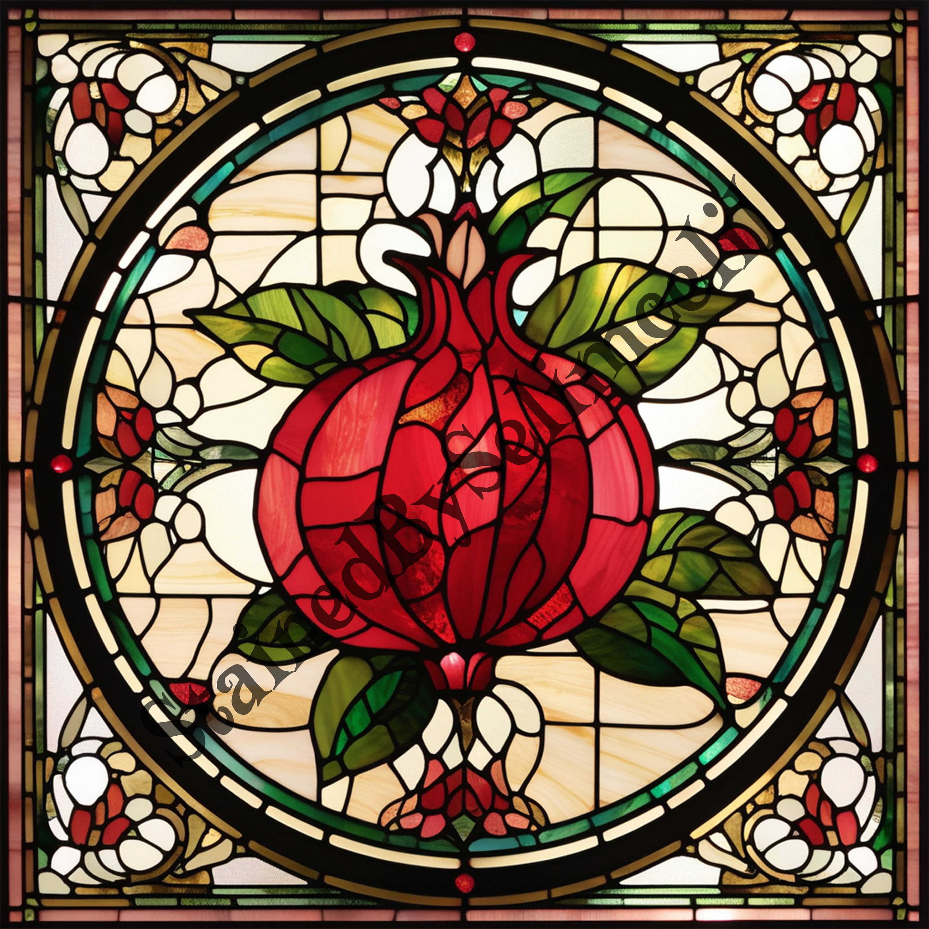Pomegranate Stained Glass Pattern: Digital Download (JPG) - Etsy