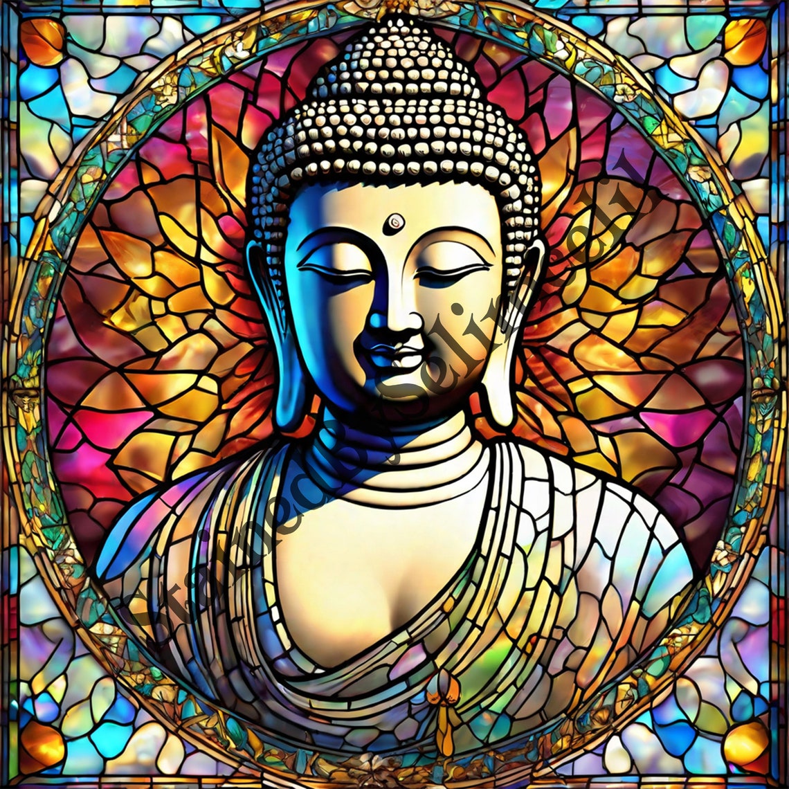 Buddha Stained Glass Template, Stained Glass Pattern, JPG Format ...