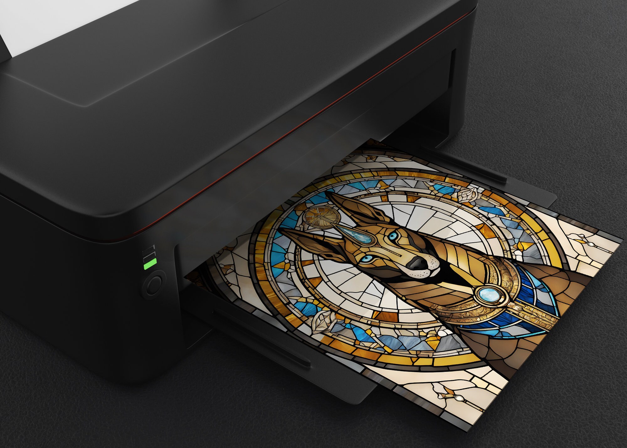 Anubis Stained Glass Template , Stained Glass Pattern, JPG Format ...