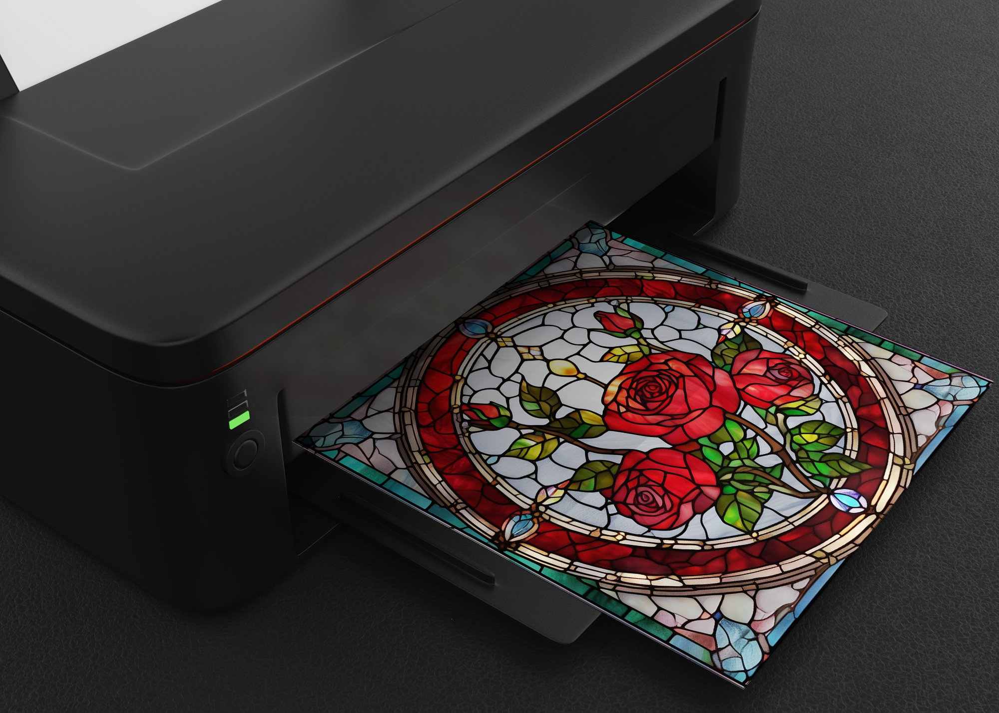 Red Roses Stained Glass Pattern: Floral Window Template (JPG) - Etsy