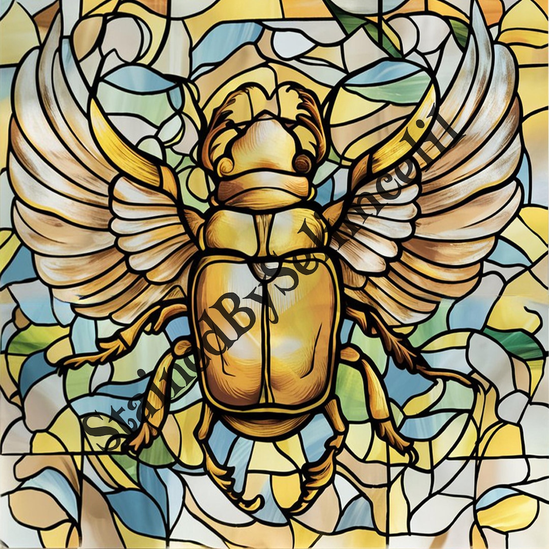 Ancient Egypt Scarab Template, Stained Glass Pattern, JPG Format ...