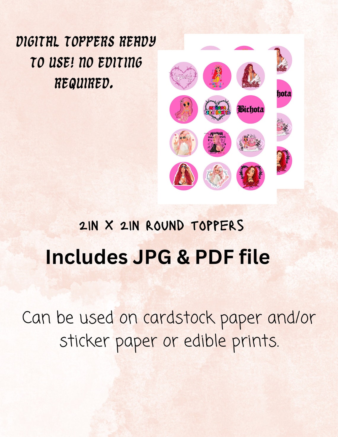 Karol G Digital Toppers, Karol G Stickers, Karol G Party Favors, Karol ...