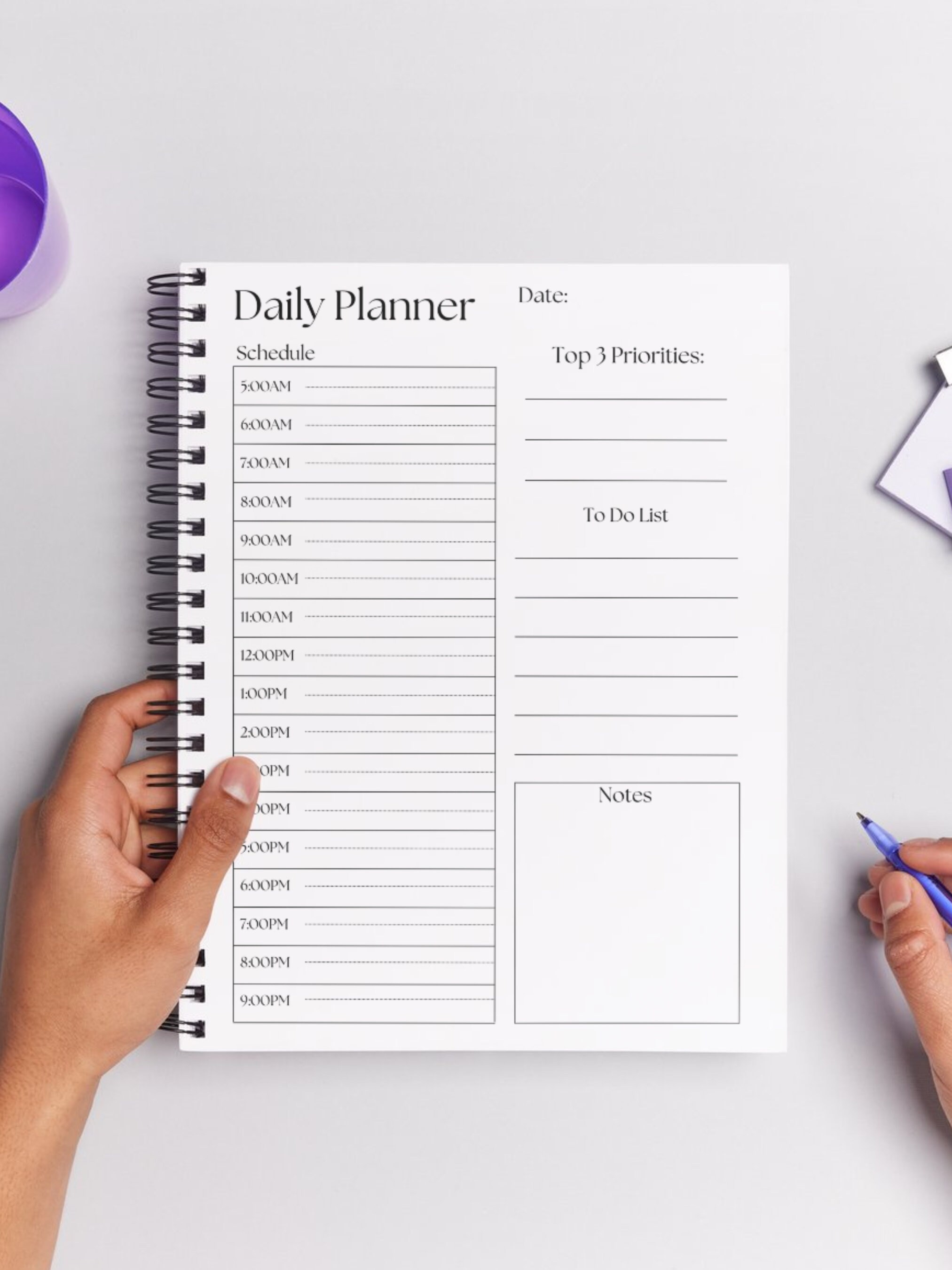 Daily Planner Printable, Simple Daily Schedule, Undated Daily Planner ...