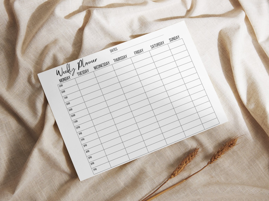 Weekly Planner Printable Landscape, Minimalistic Weekly Planner, Week ...